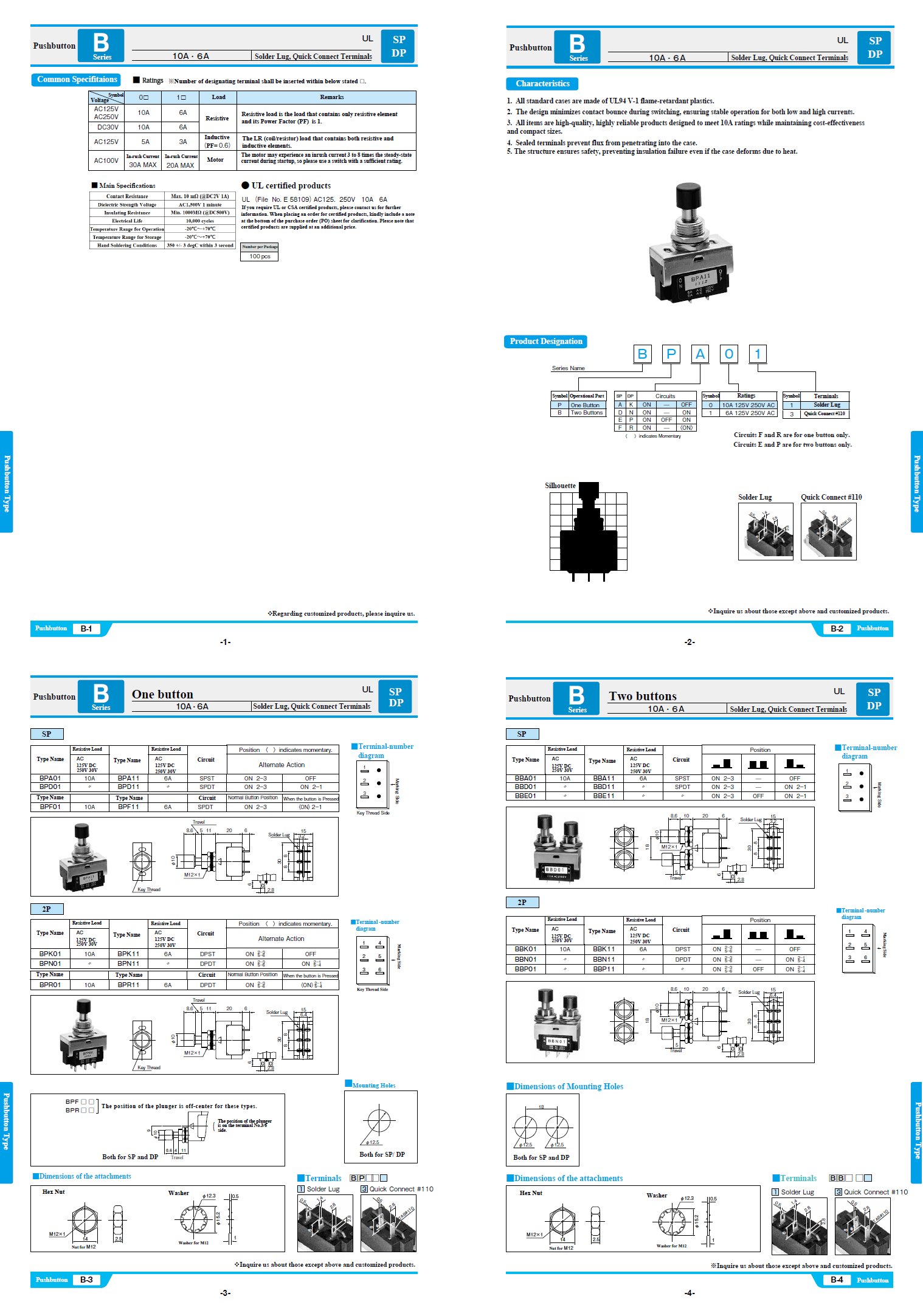 B Series Pushbutton – OTAX Web Site (English)